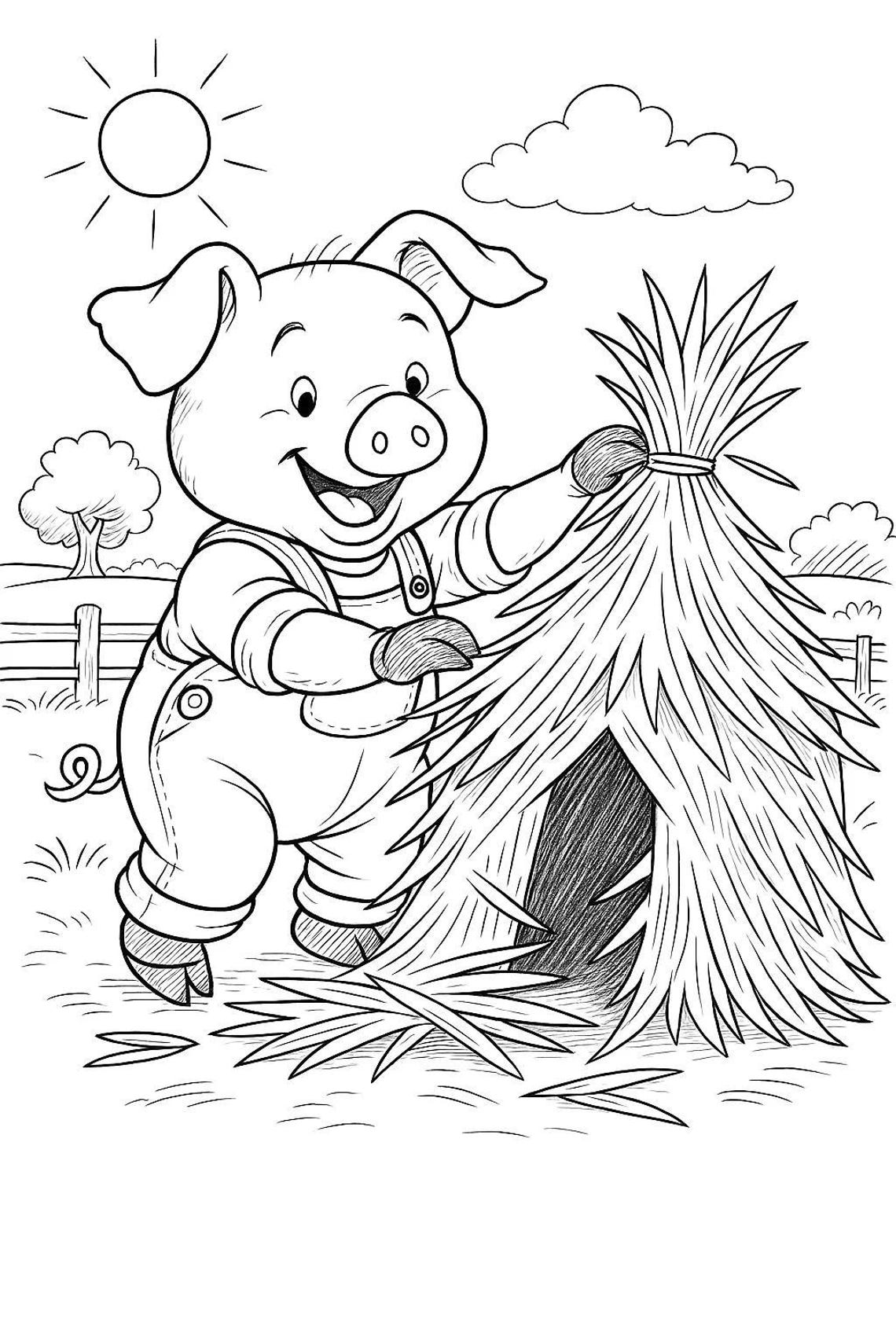 The Three Little Pigs Coloring Storybook PDF for Kids - Instant ...