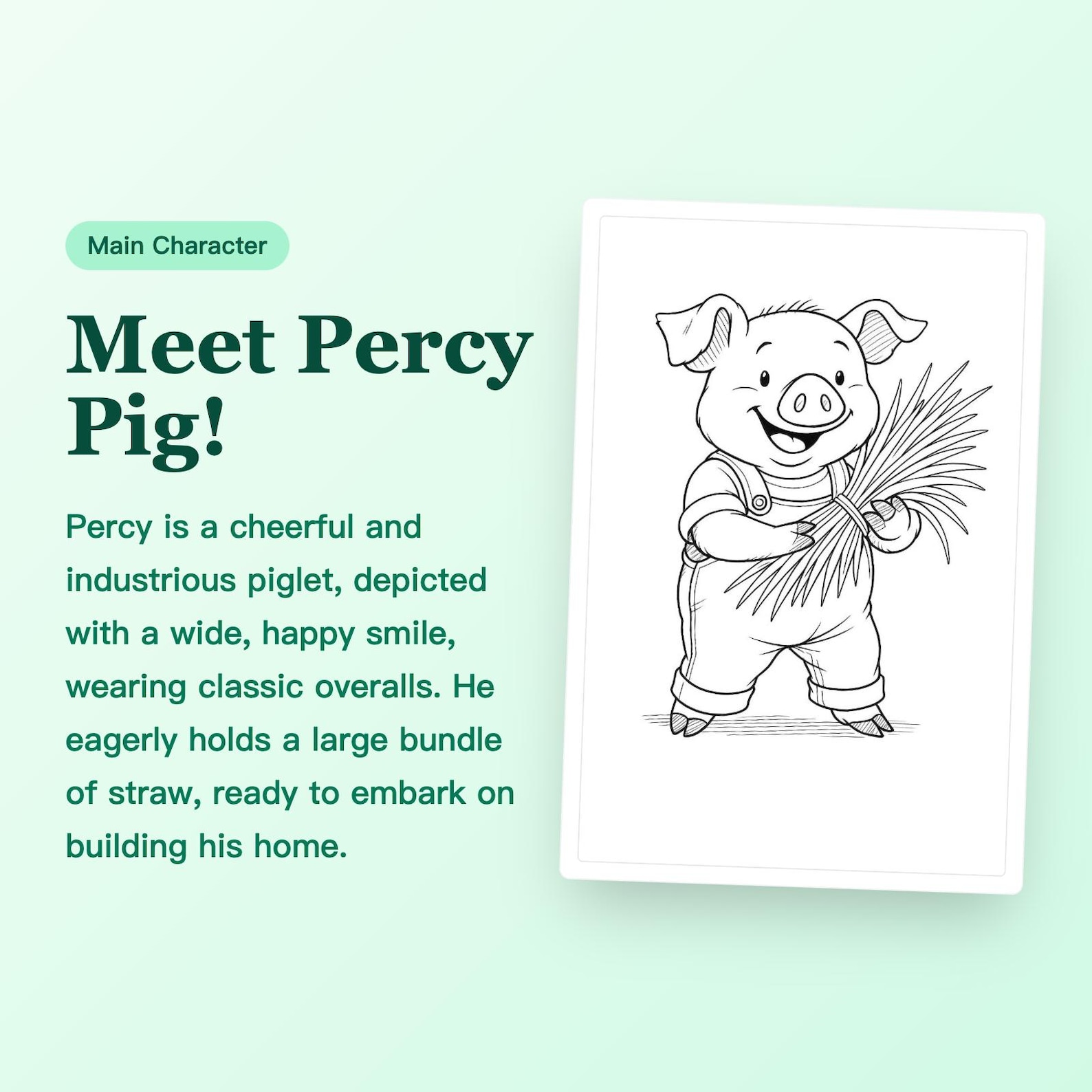 The Three Little Pigs Coloring Storybook PDF for Kids - Instant ...