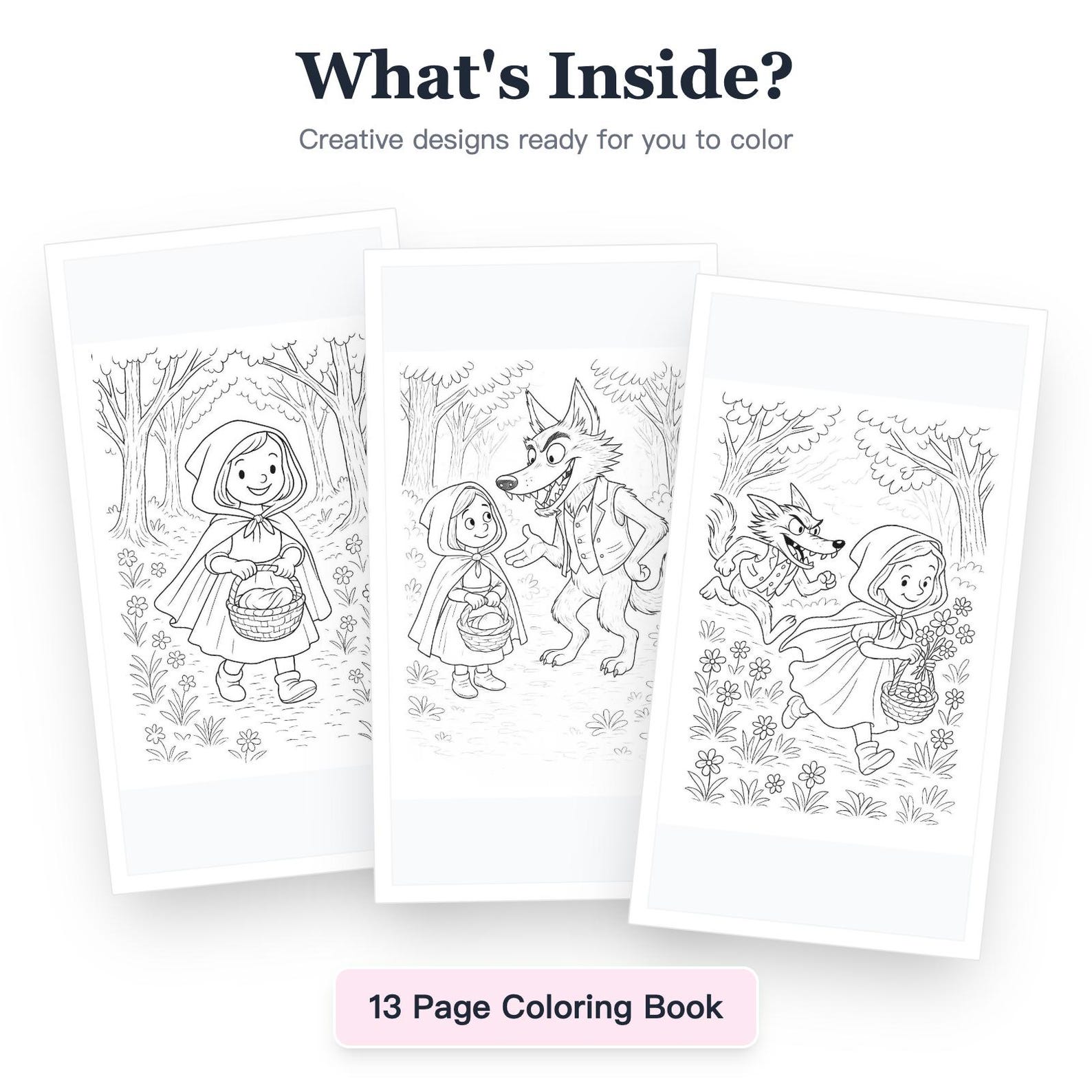 Little Red Riding Hood Coloring Storybook PDF for Kids - Instant ...