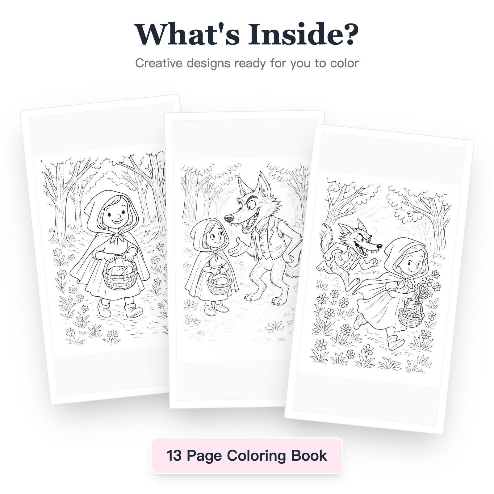 Little Red Riding Hood Coloring Storybook PDF for Kids - Instant ...
