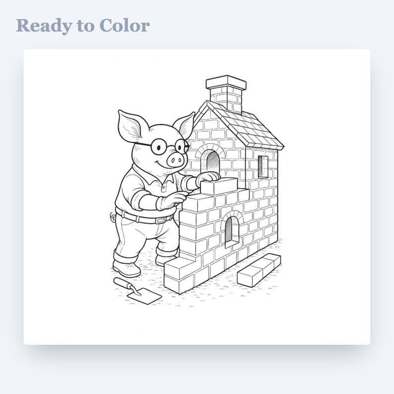 The Three Little Pigs Coloring Storybook PDF for Kids - Instant ...