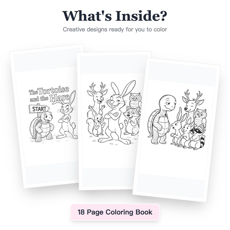 The Tortoise and the Hare Coloring Storybook PDF for Kids - Instant ...