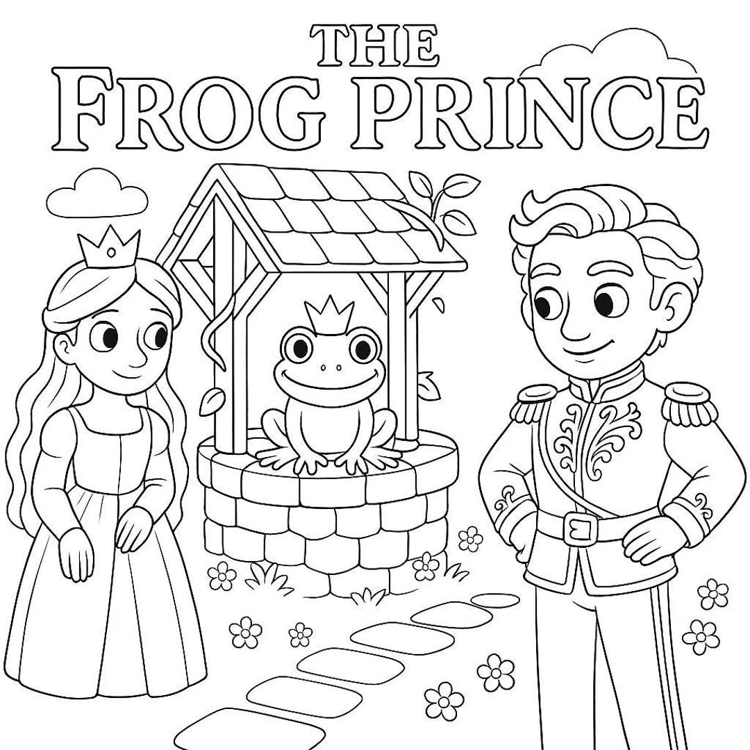 The Frog Prince Coloring Storybook PDF for Kids - Instant Download - Etsy