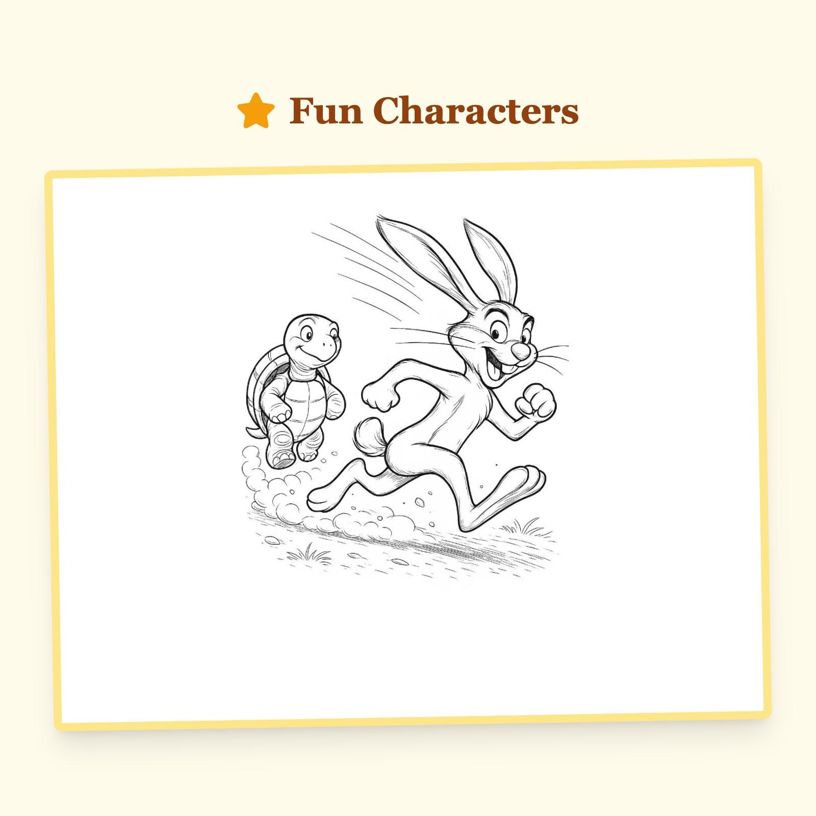 The Tortoise and the Hare Coloring Storybook PDF for Kids - Instant ...