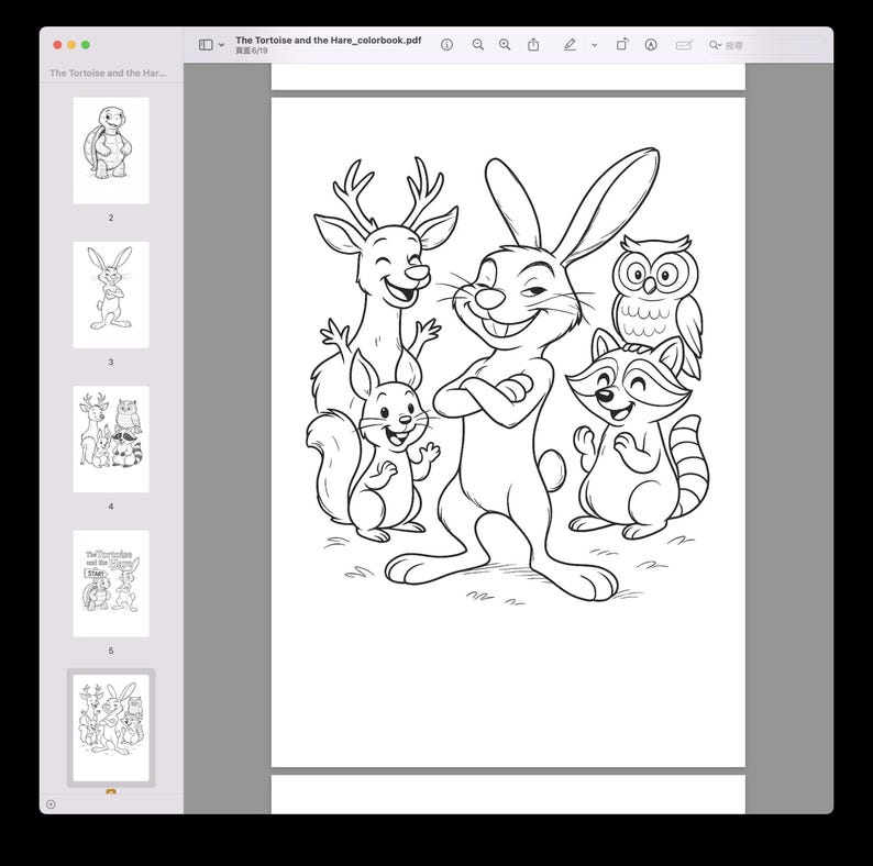 The Tortoise and the Hare Coloring Storybook PDF for Kids - Instant ...