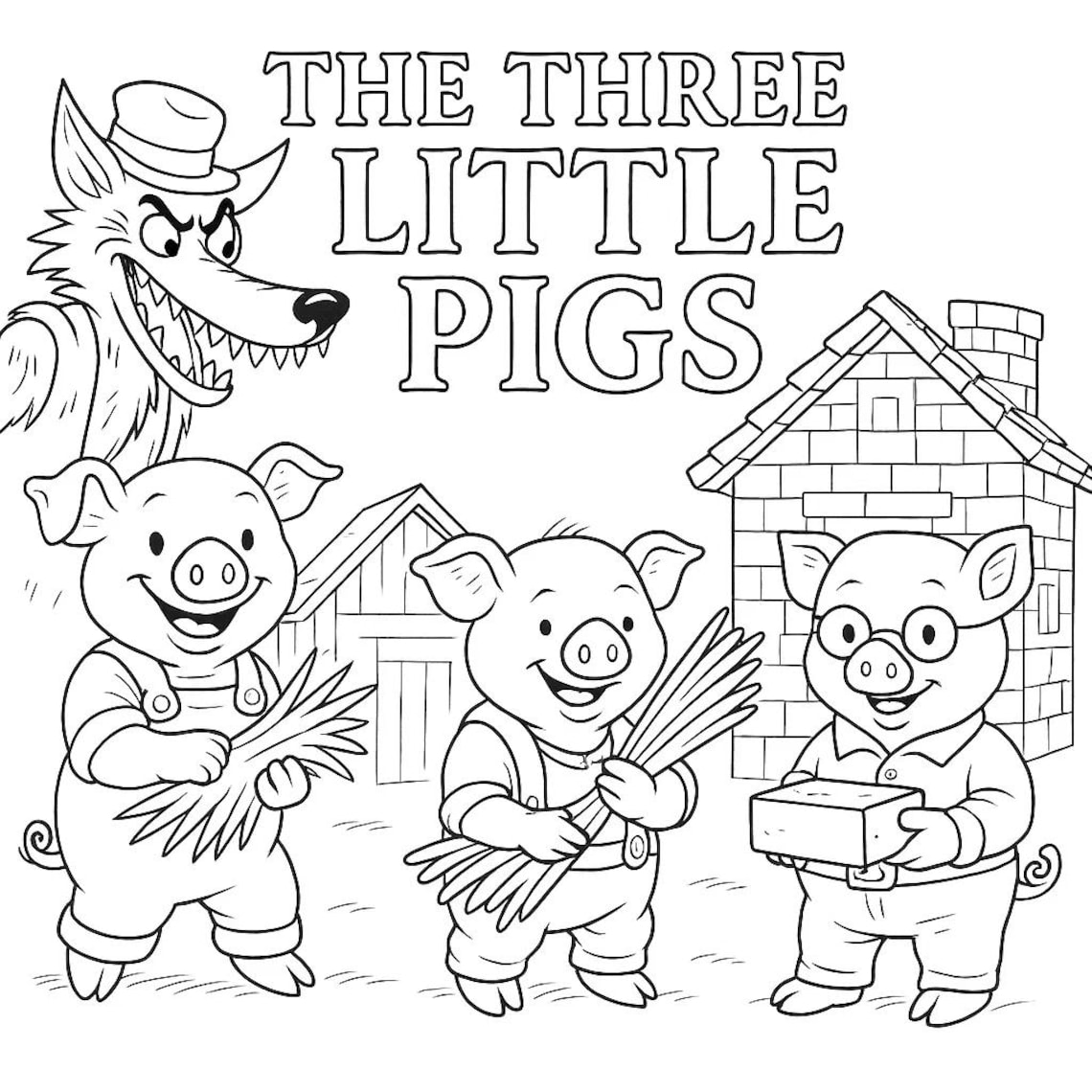 The Three Little Pigs Coloring Storybook PDF for Kids - Instant ...