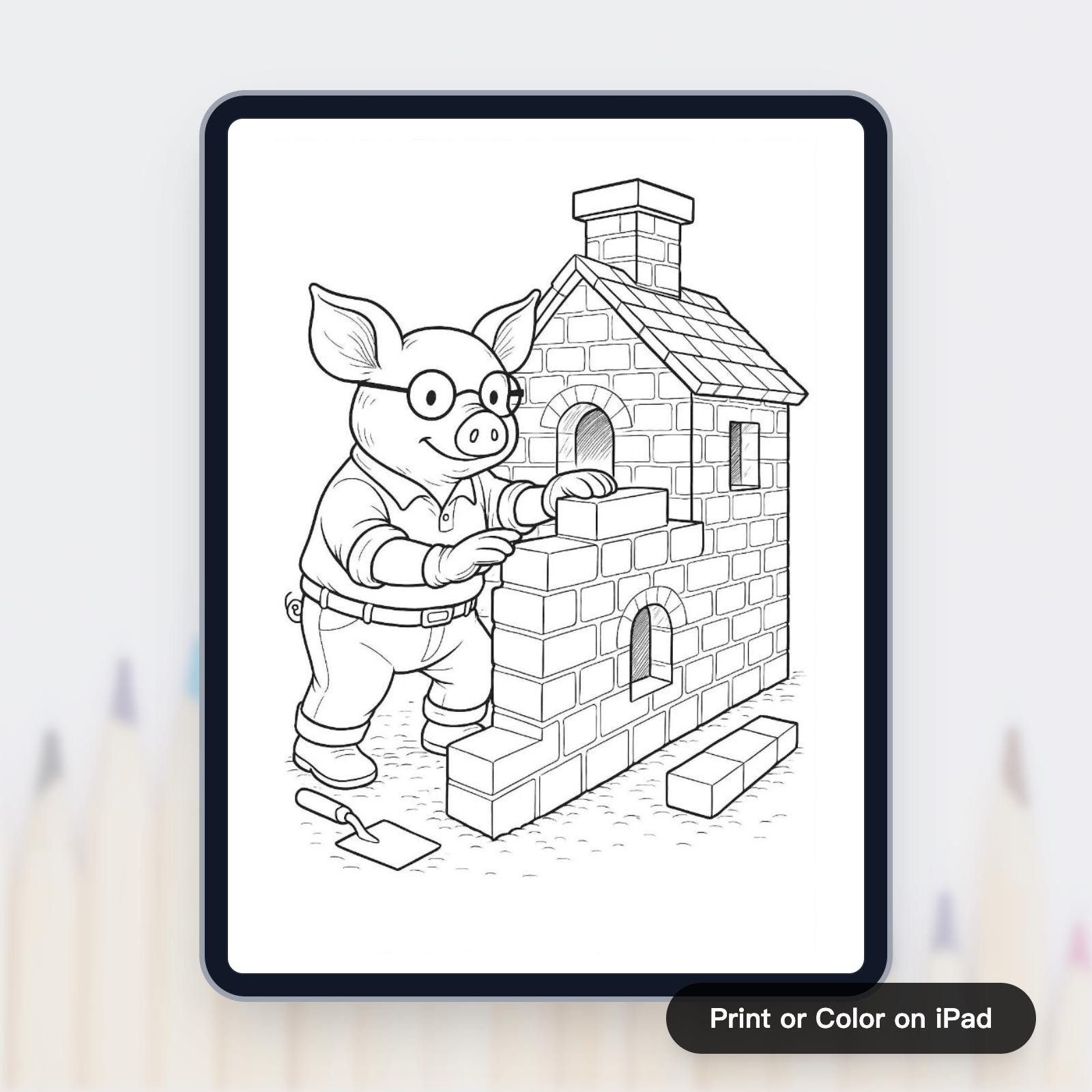 The Three Little Pigs Coloring Storybook PDF for Kids - Instant ...