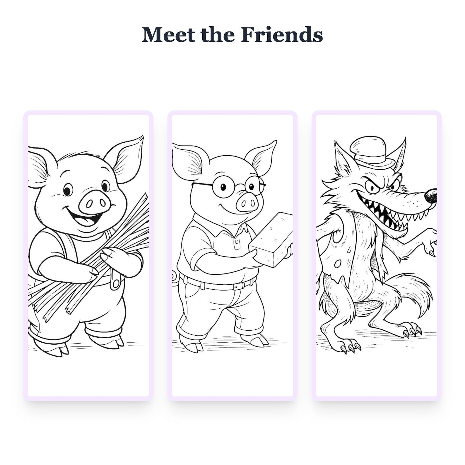 The Three Little Pigs Coloring Storybook PDF for Kids - Instant ...