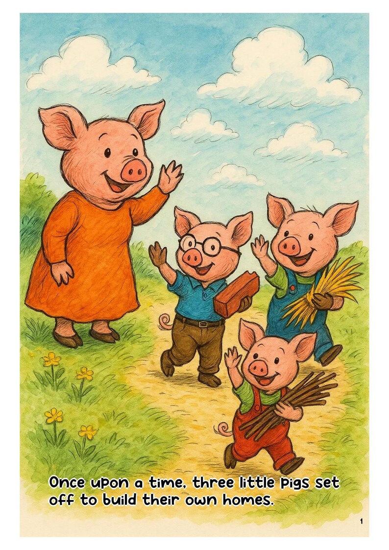 The Three Little Pigs - Digital Children's Storybook With Colorful ...