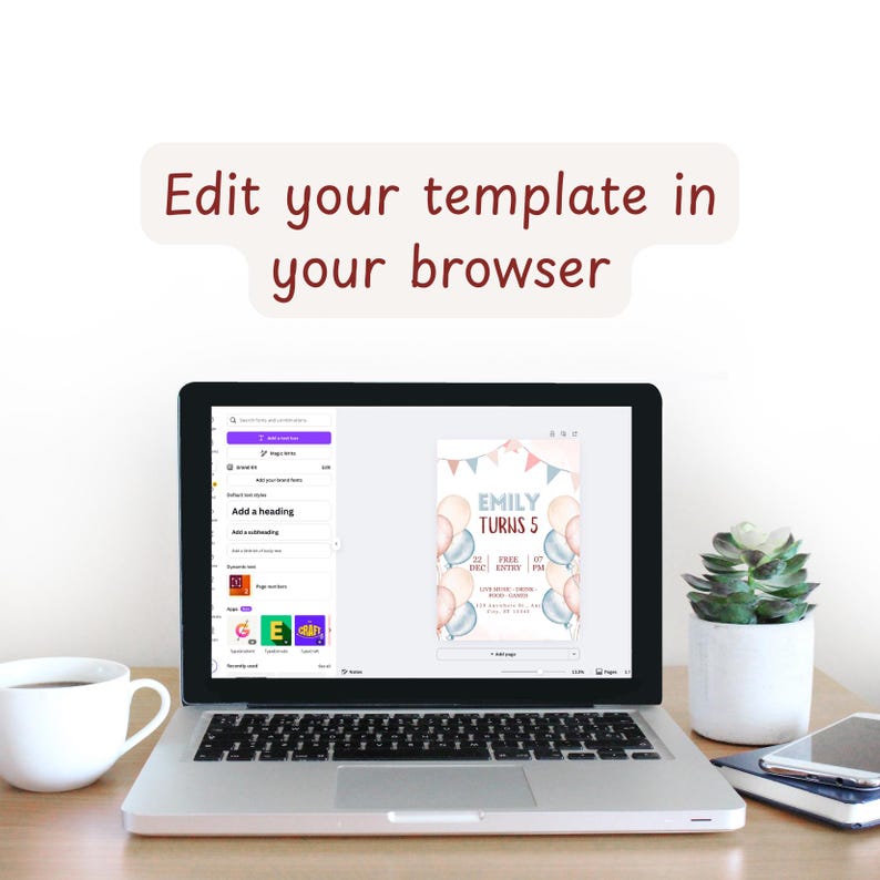 Editable Birthday Invitation Template | Girl Birthday Party | Canva ...