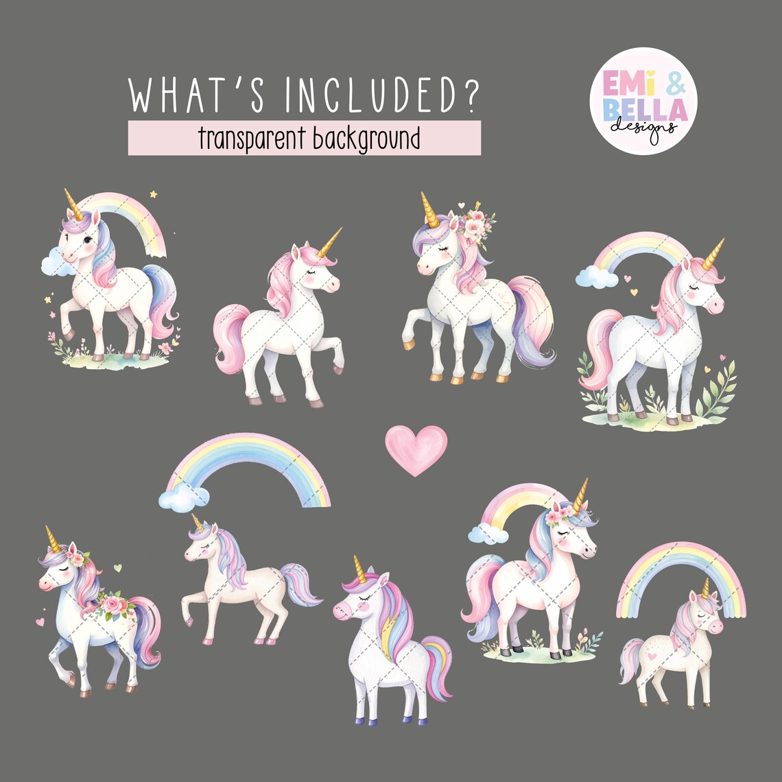 Rainbow Unicorn Clipart: Pastel PNG Bundle (300 DPI) - Etsy