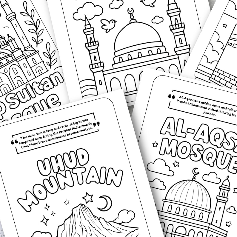 Islamic Holy Sites Coloring Book Printable | Muslim Kids Education ...