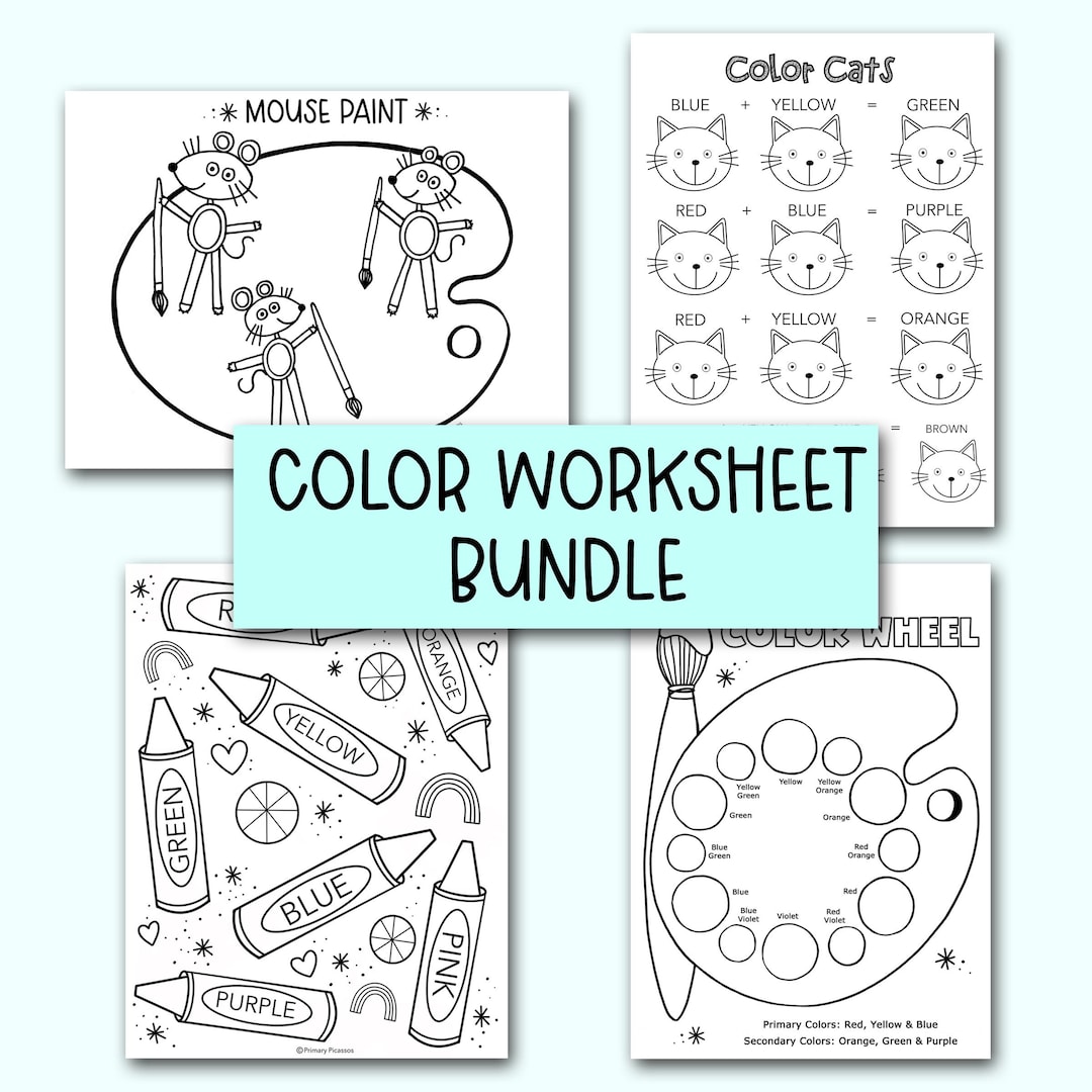Coloring Worksheet Bundle |color Wheel Printable |kids Color Wheel ...