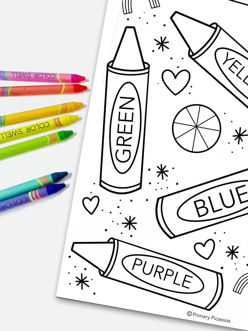 Crayon Coloring Sheet Printable | Kids Coloring Sheet | Coloring ...