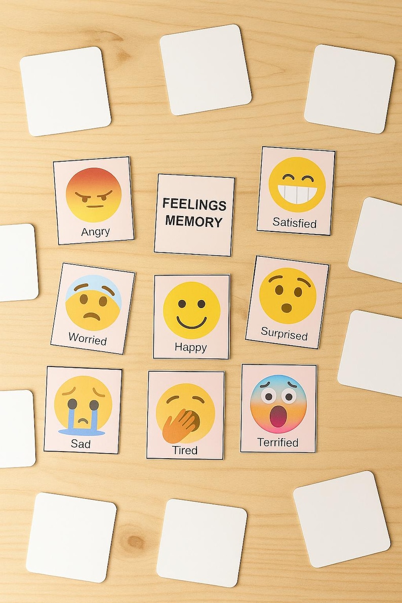Printable Memory Game for Kids - Feelings & Emotions - Educational ...
