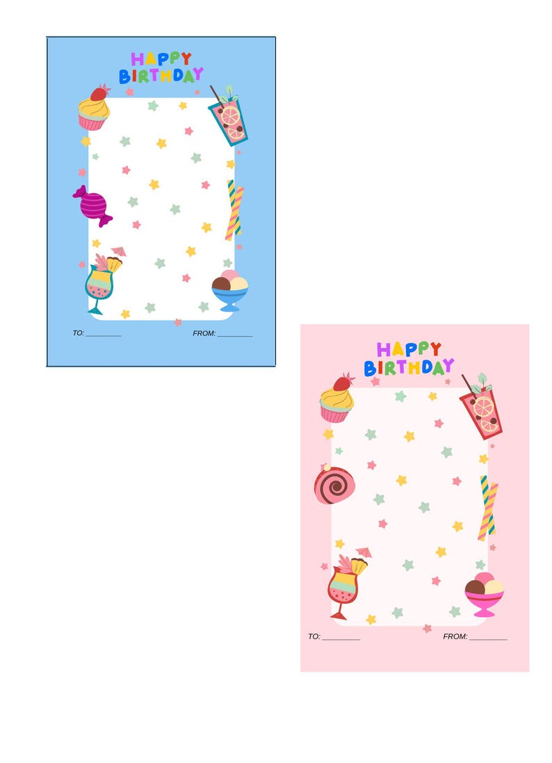 Printable Birthday Gift Tags: Blue & Pink Cookie Design (A4 Instant ...