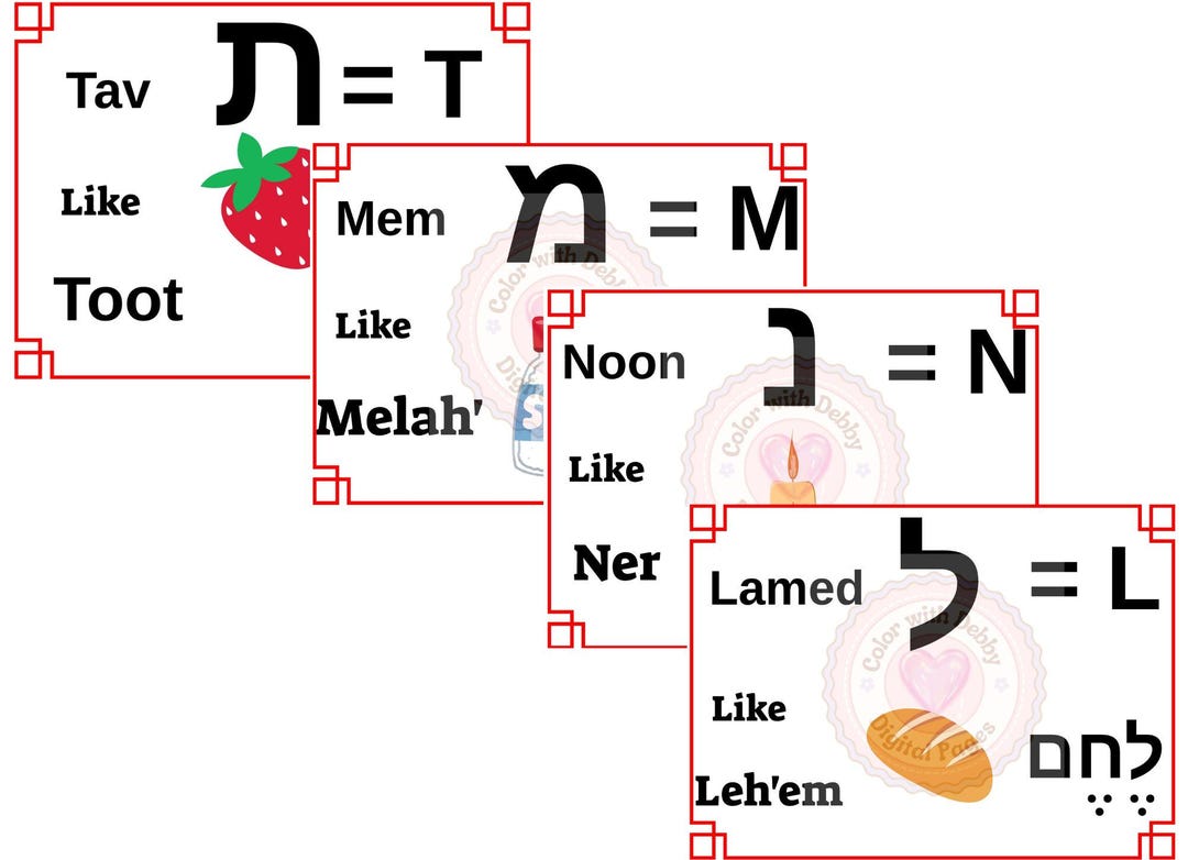 Hebrew Alphabet Flashcards ,printable Alef Bet PDF, Learn Hebrew ...