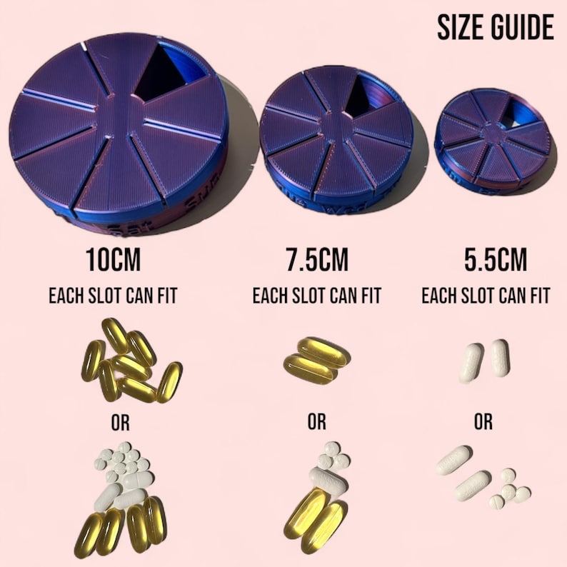 Rotating 7-day Pill Container, Travel Pill Organizer (3 Sizes) - Etsy
