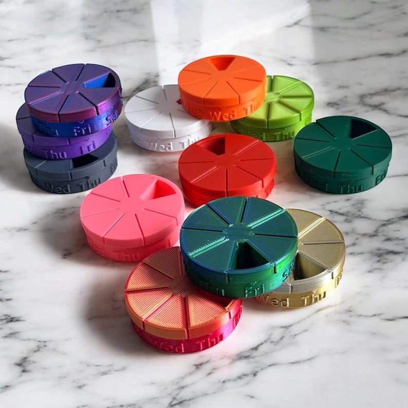 Rotating 7-day Pill Container, Travel Pill Organizer (3 Sizes) - Etsy