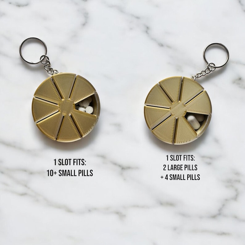Mini 7-day Pill Container Keyring: Rotating Travel Pill Box - Etsy