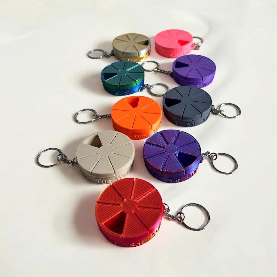 Mini 7-day Pill Container Keyring: Rotating Travel Pill Box - Etsy