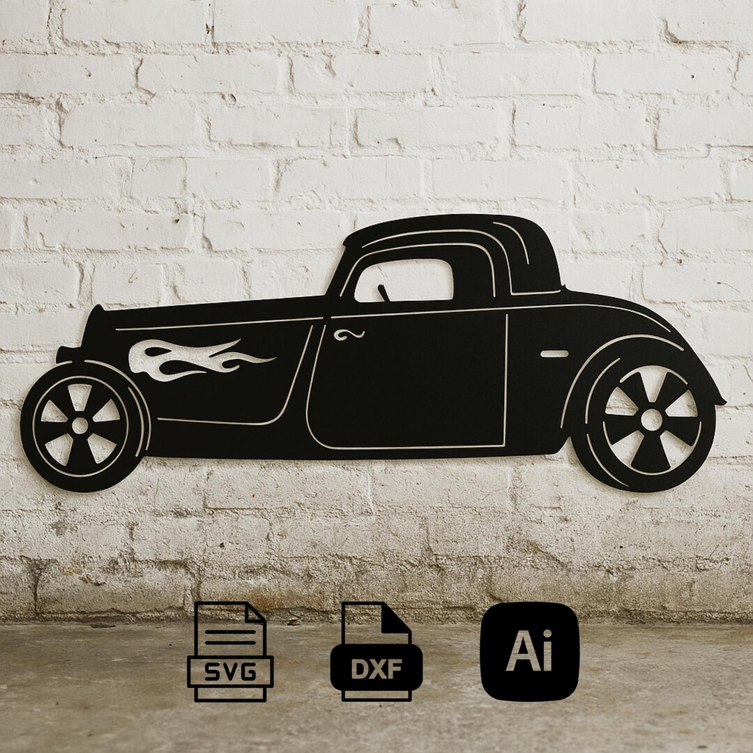 Hot Rod DXF File – Hot Rod SVG Cut File – Classic Hot Rod Car Art for ...