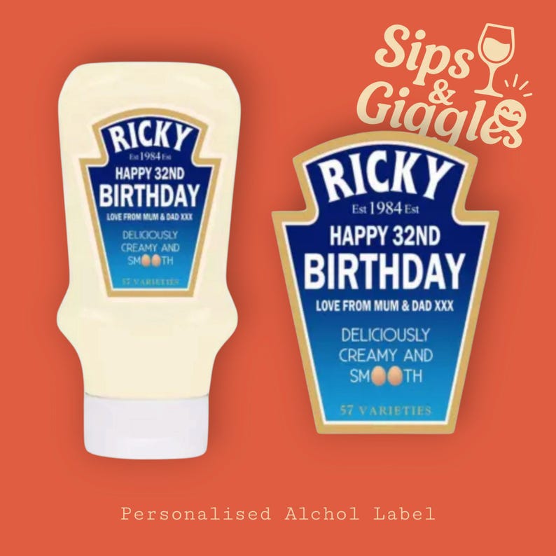 Personalized Mayonnaise Bottle Label, Custom Funny Food Label, Gift for ...