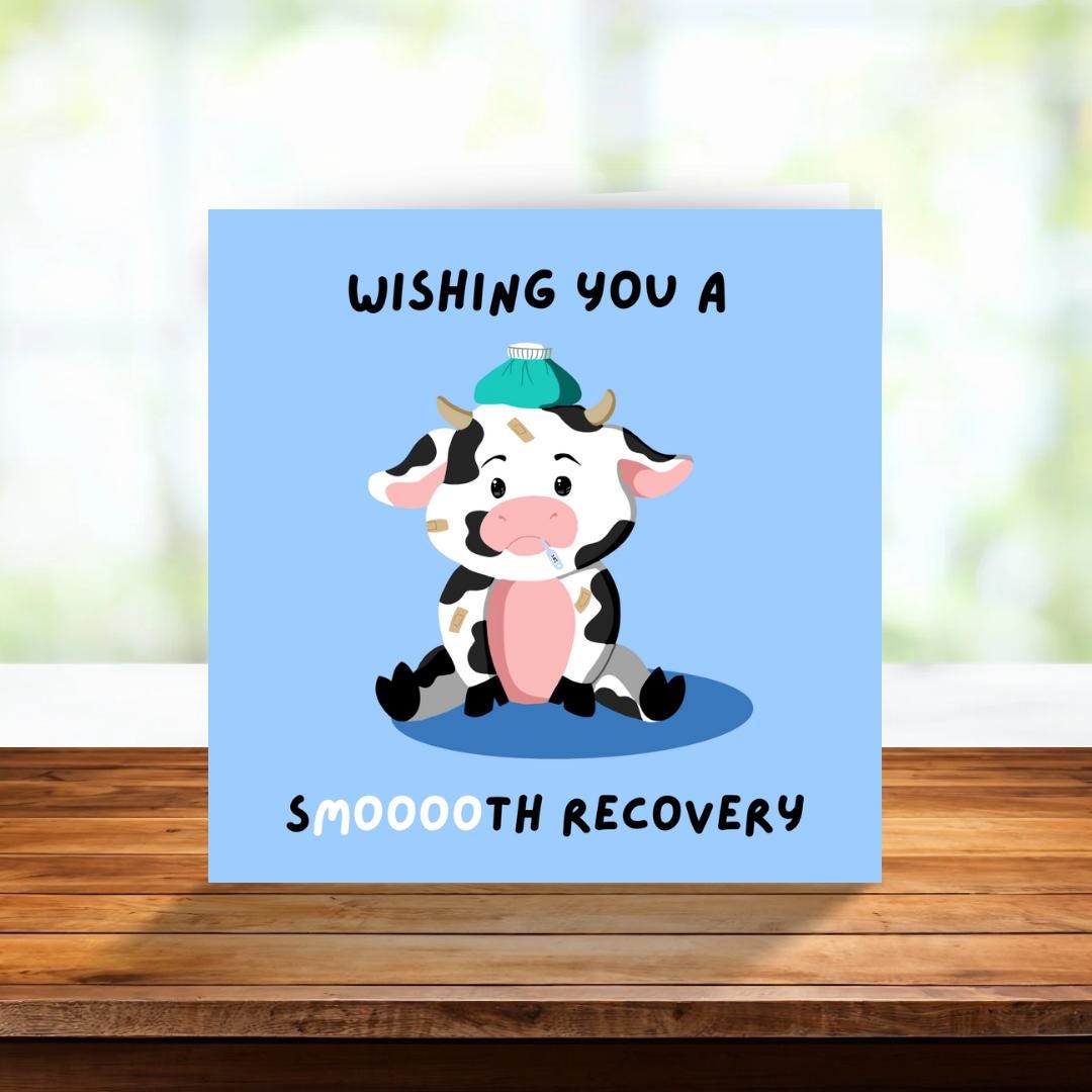 Get Well Soon Cow Card - Etsy