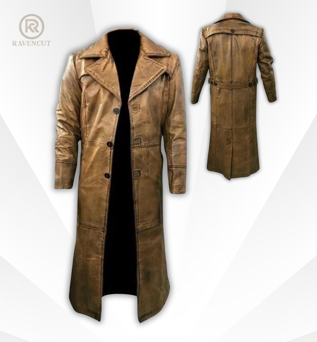 Men's Full Length Leather Duster Coat: Biker Western Steampunk Trench ...