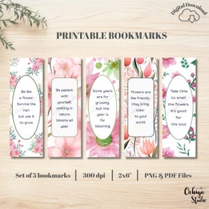 Printable Bookmarks, Floral Printable Bookmark With Motivational Quotes ...