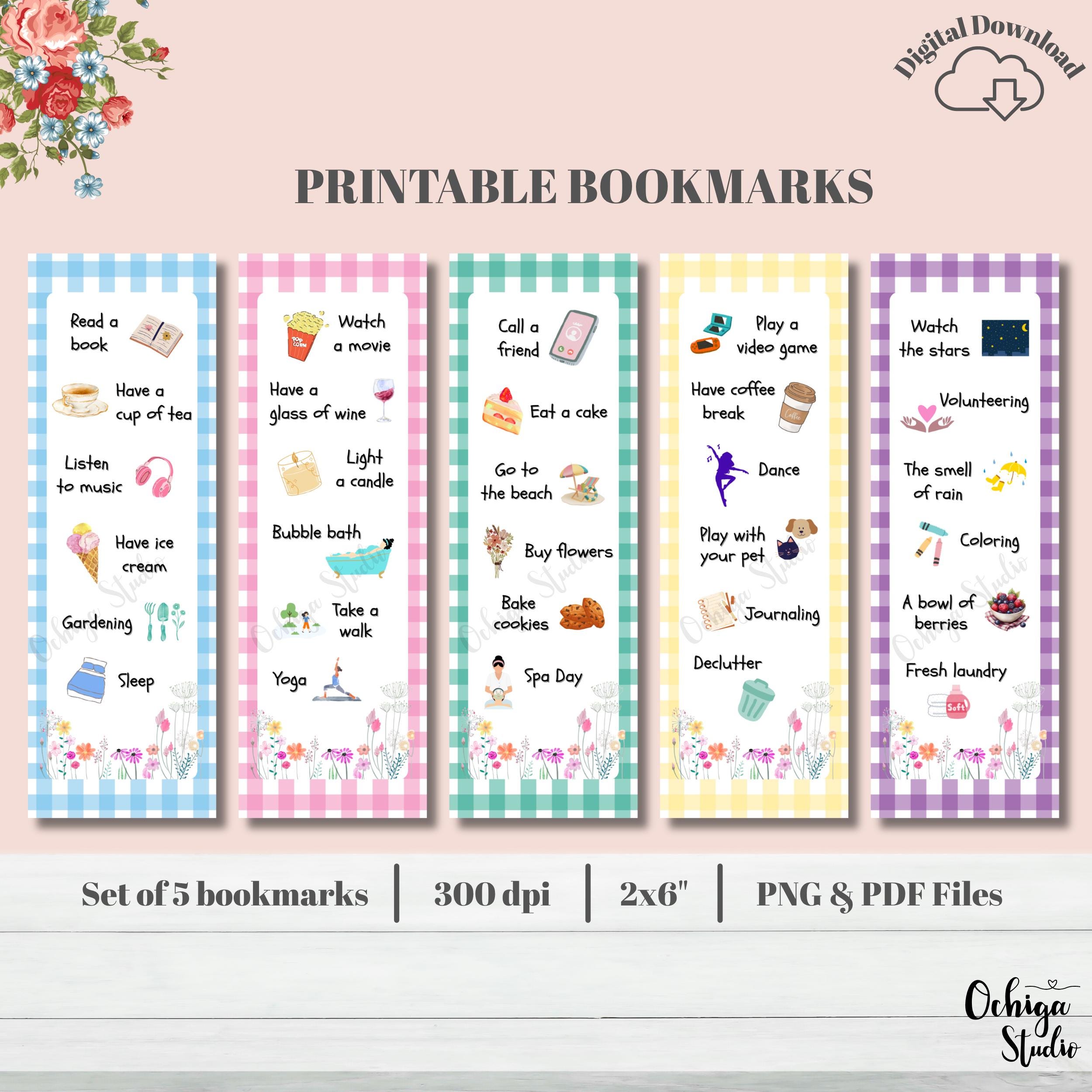 Self Care Bookmark, Digital Download, Printable Self Love, Motivation ...