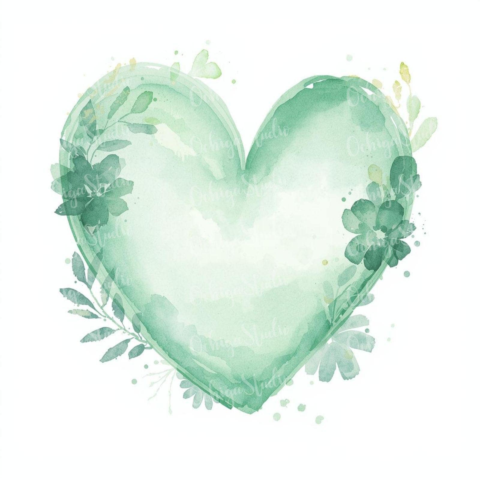 15 Green Hearts Clipart Bundle, Watercolor Heart Patterns, High Res ...