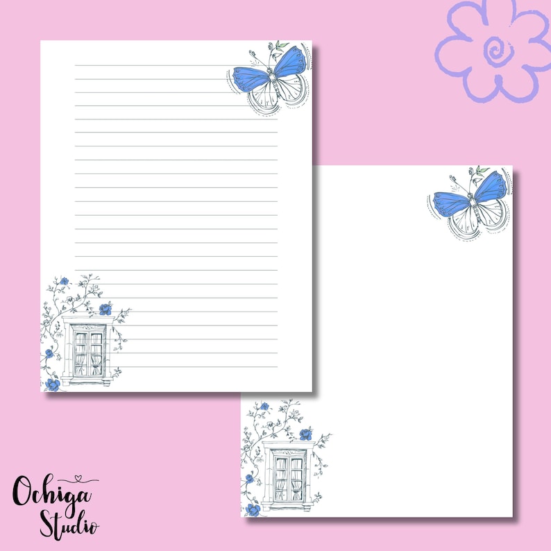 Vintage Cottagecore Stationery | Printable Lined + Unlined Paper | 12 ...
