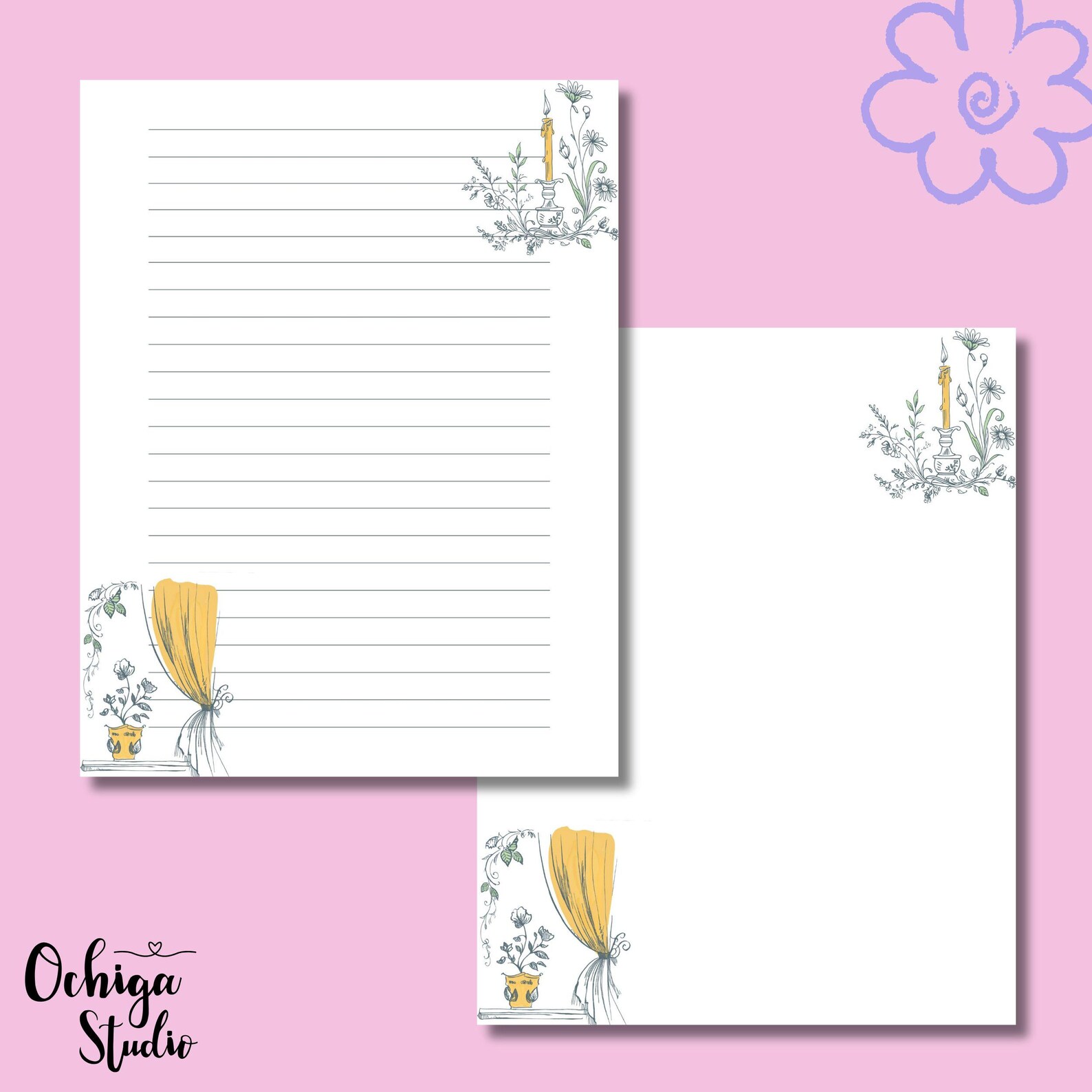 Vintage Cottagecore Stationery | Printable Lined + Unlined Paper | 12 ...