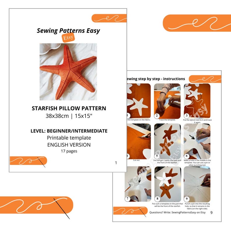 Starfish Pillow Pattern Sewing, PDF Pattern Sewing, Home Decor Sewing ...