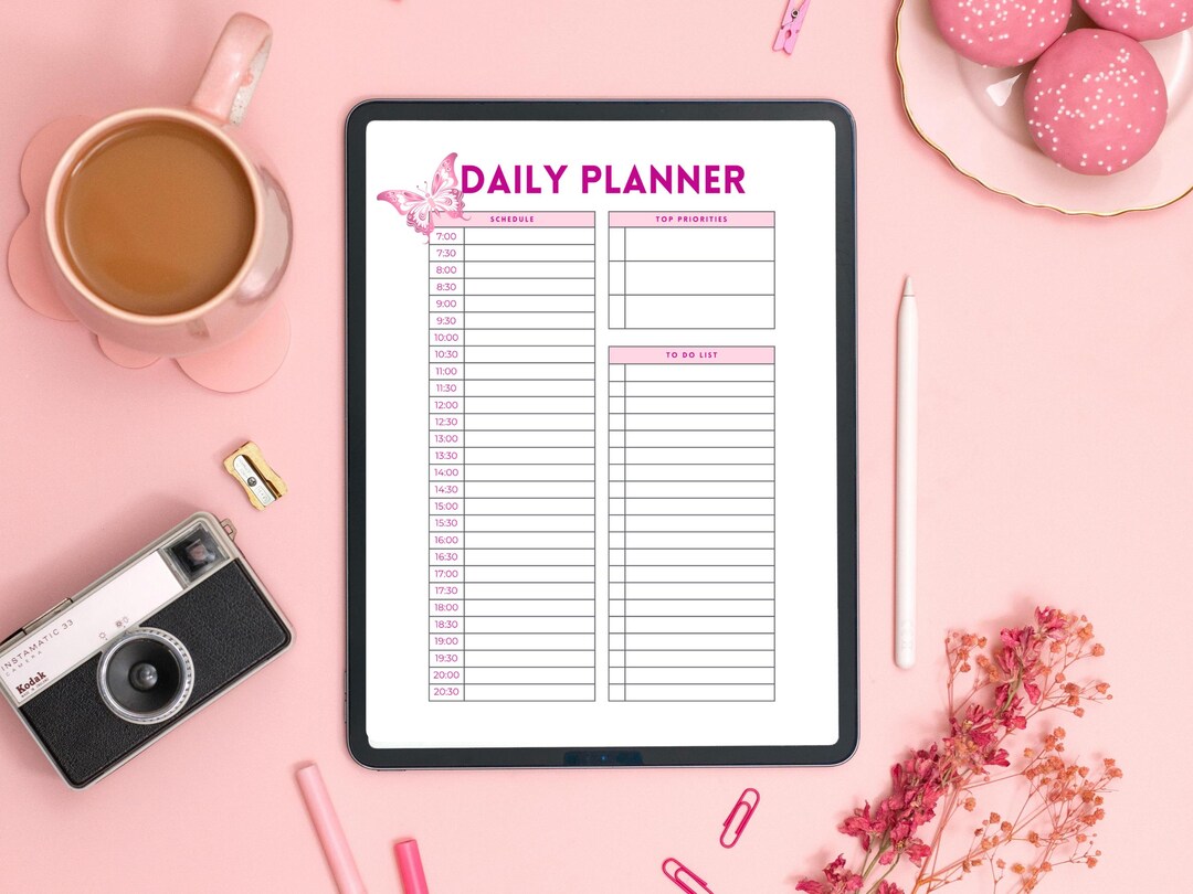 Daily Planner Printable | Pink Productivity Planner | Instant Download ...