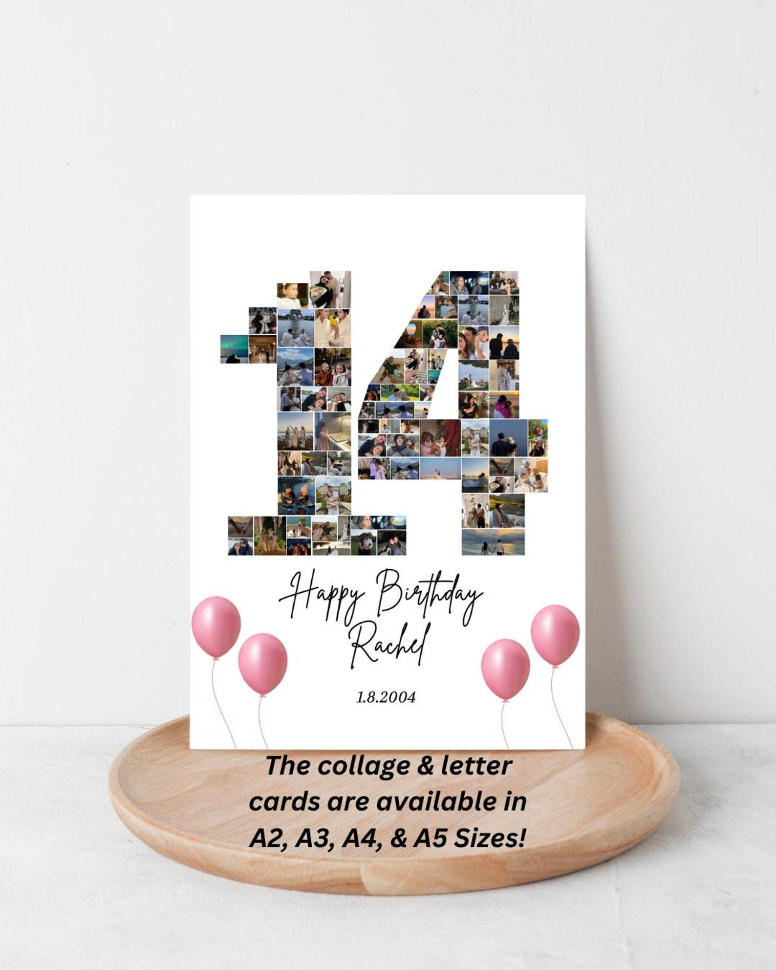 Custom 14th Birthday Photo Collage and Card - Printable Birthday Gift ...