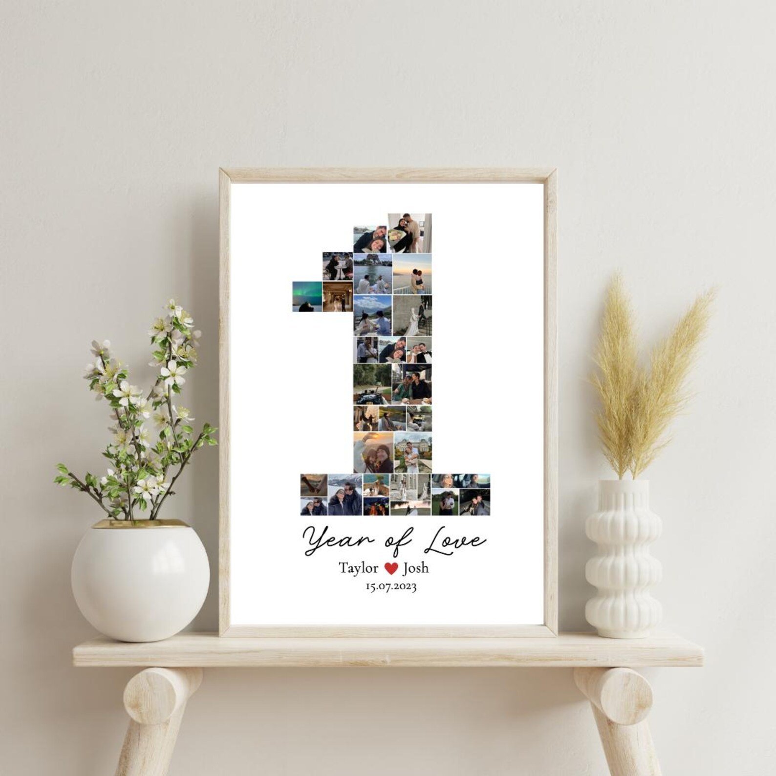 Custom 1 Year Anniversary Photo Collage - Personalized Printable Gift ...