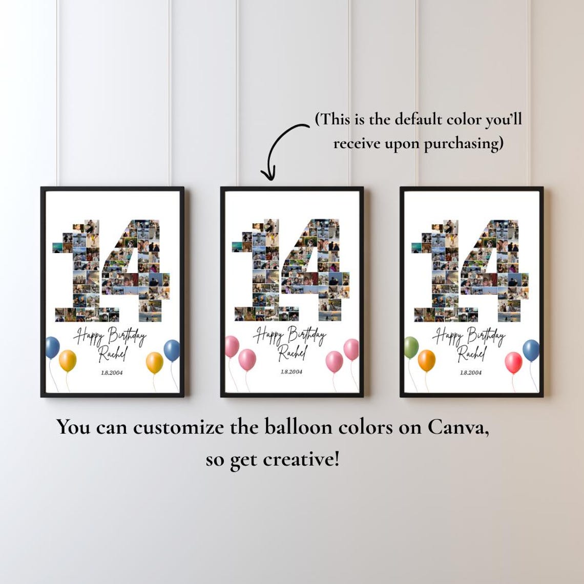 Custom 14th Birthday Photo Collage and Card - Printable Birthday Gift ...