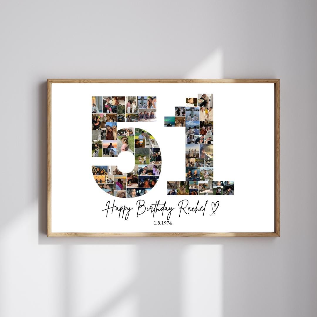 51st Birthday Photo Collage Gift - Printable Milestone Gift for Her ...