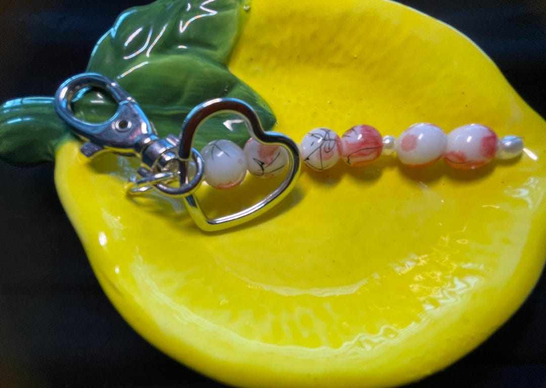 Cherry Blossom Keychain, Glass Beaded Keychain, Blossom Keychain ...