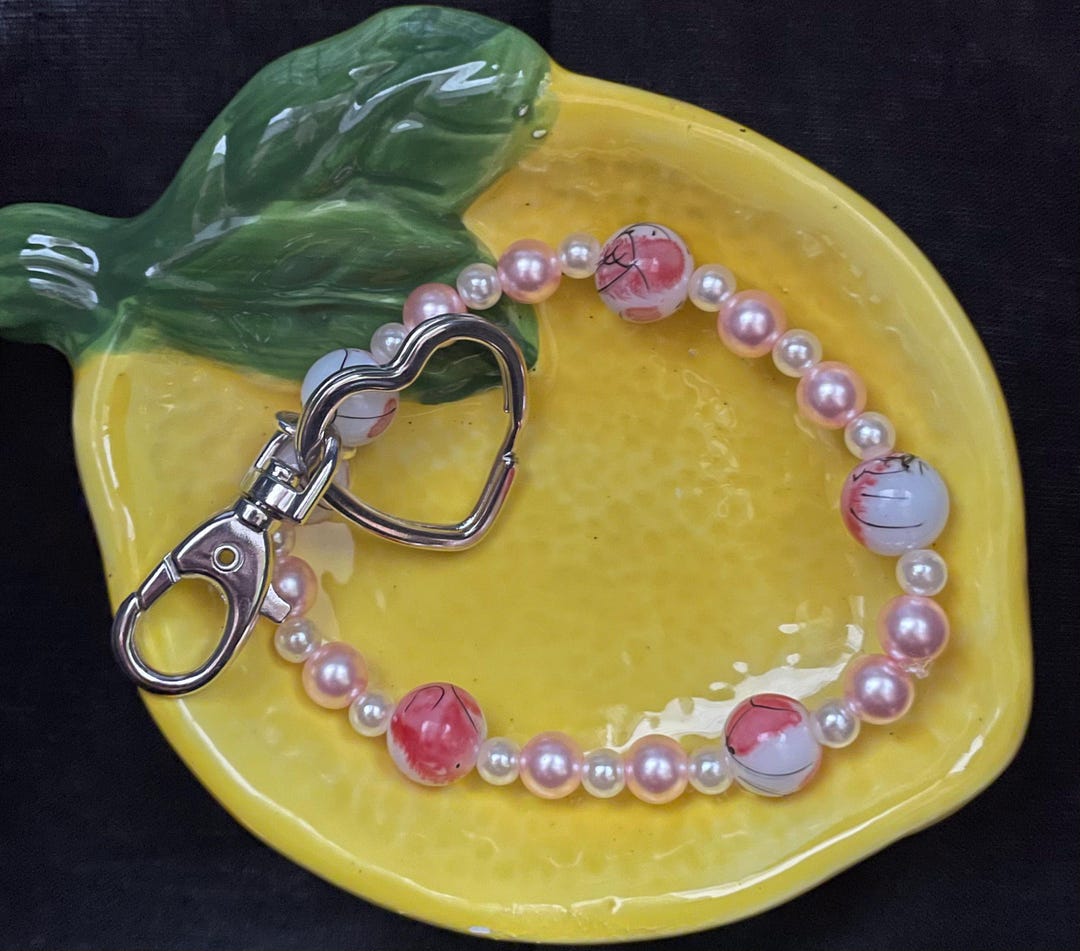 Beaded Wristlet Keychain, Cute Keychain, Blossom Keychain, Lobster ...