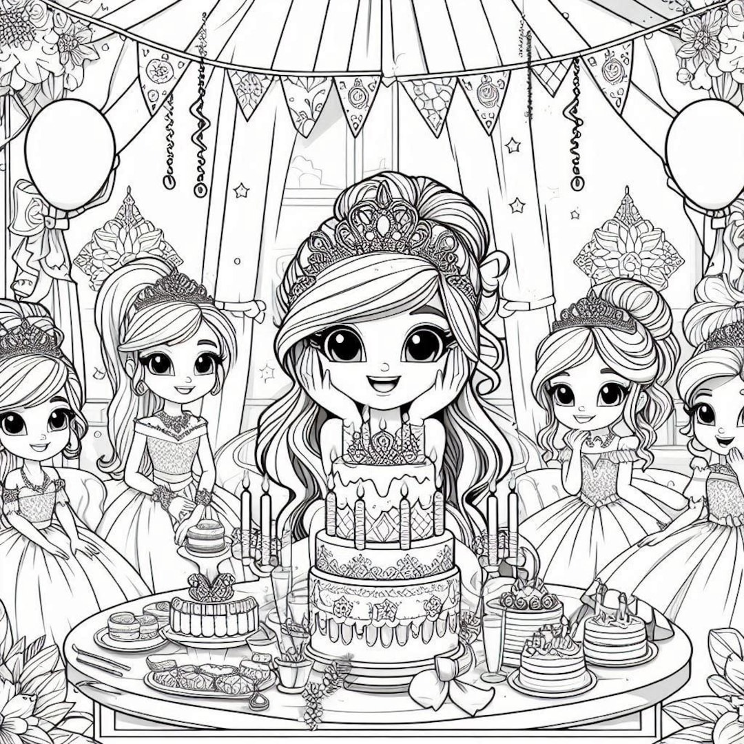 Princess Birthday Coloring Pages for Kids Personalized Girls Party - Etsy