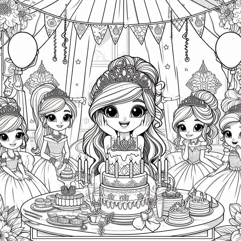 Princess Birthday Coloring Pages for Kids Personalized Girls Party - Etsy