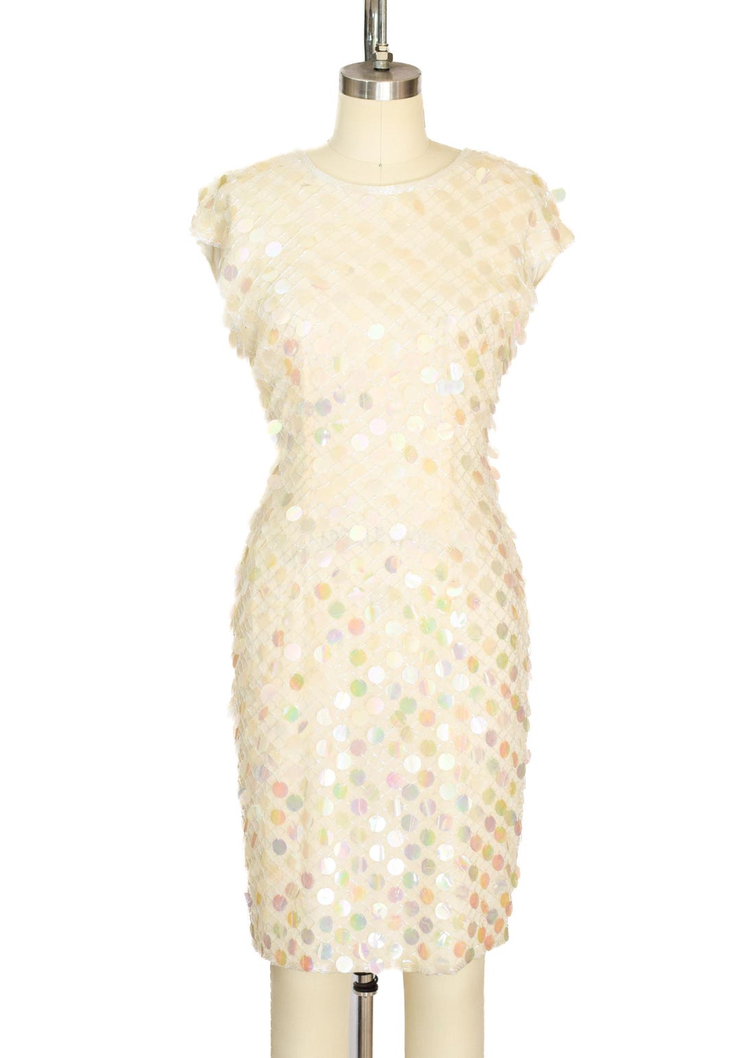Vintage 1990s Iridescent Sequined Sheath Dress | S/M | Large ...