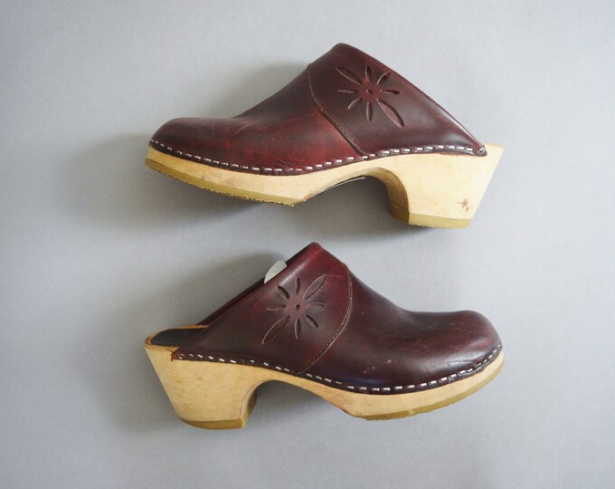 Vintage Clogs by Krone, Denmark | Leather and Wood | Size 38 - Etsy