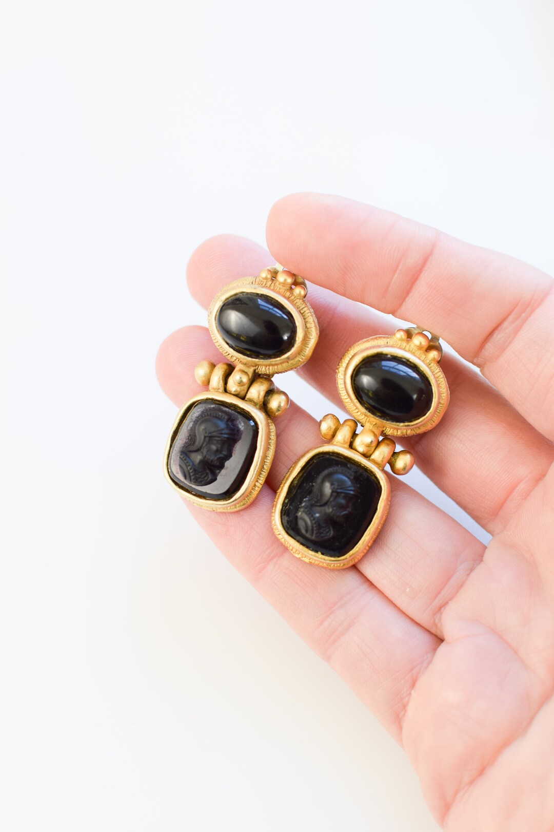Vintage 1990s Lazaro Neoclassical Intaglio Earrings Greek - Etsy