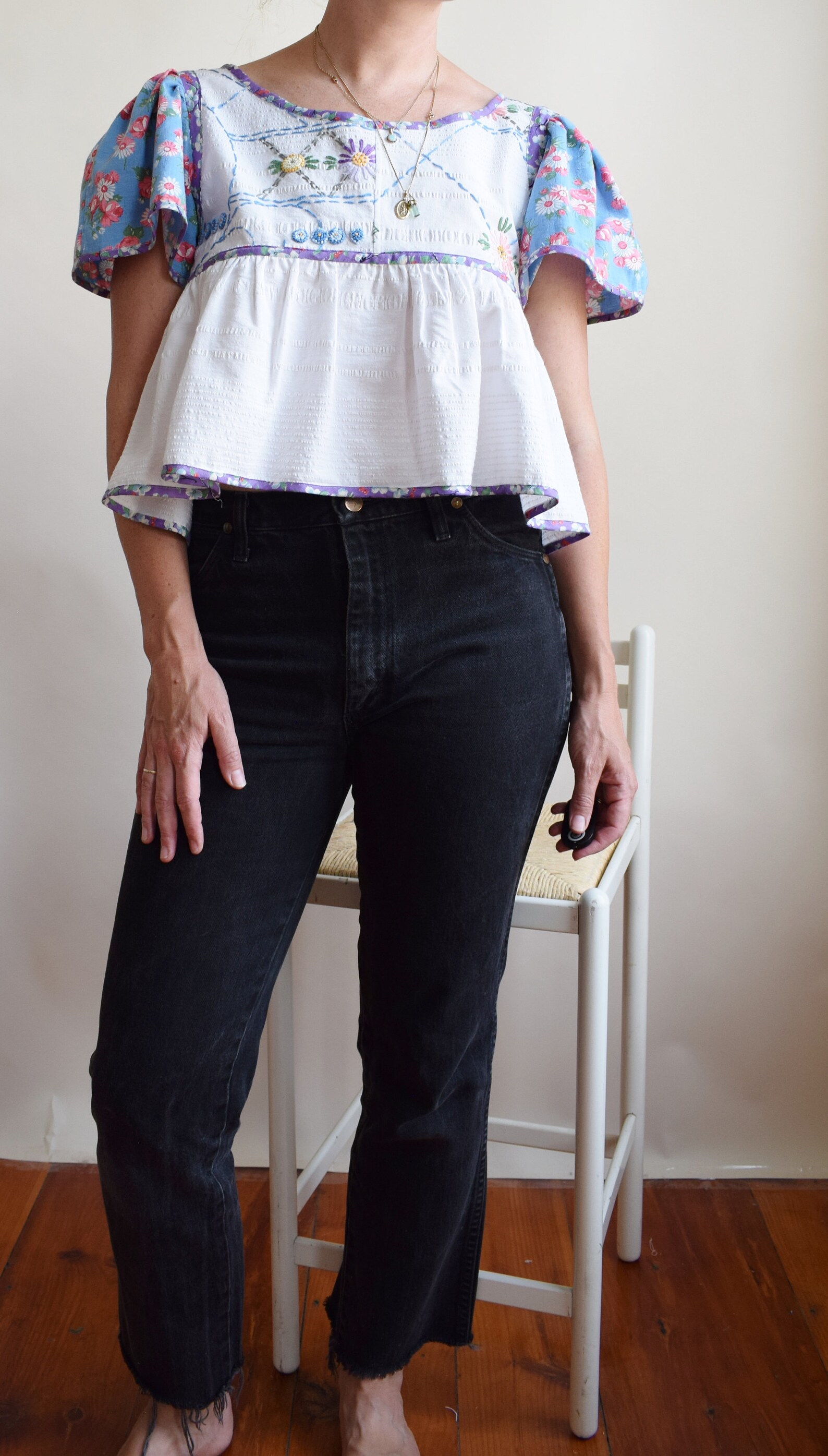 Vintage Upcycled Mixed Print Ruffle Top Uniquely Sewn From - Etsy