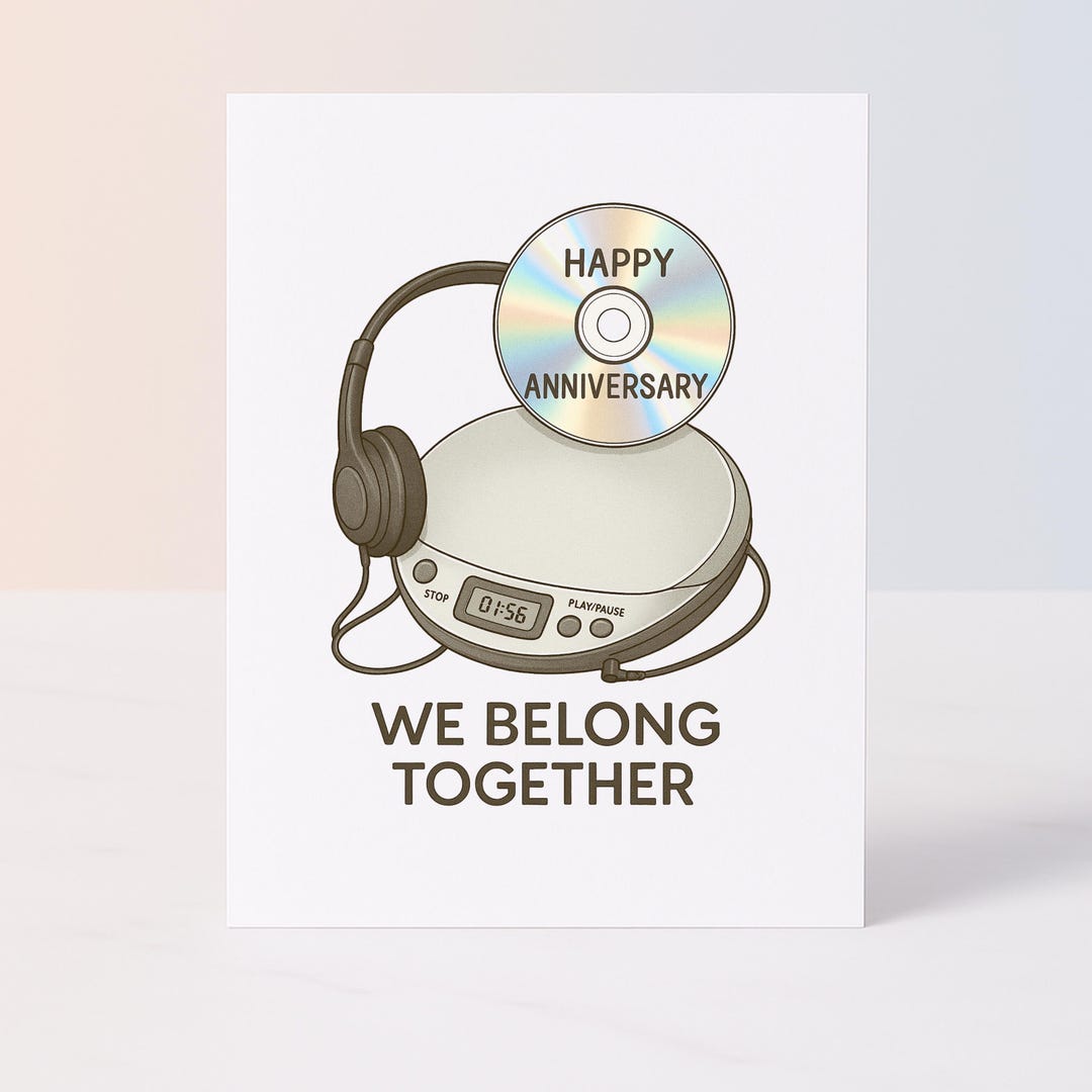 Funny Anniversary Card · Retro 90s CD Music Theme · Digital Download ...
