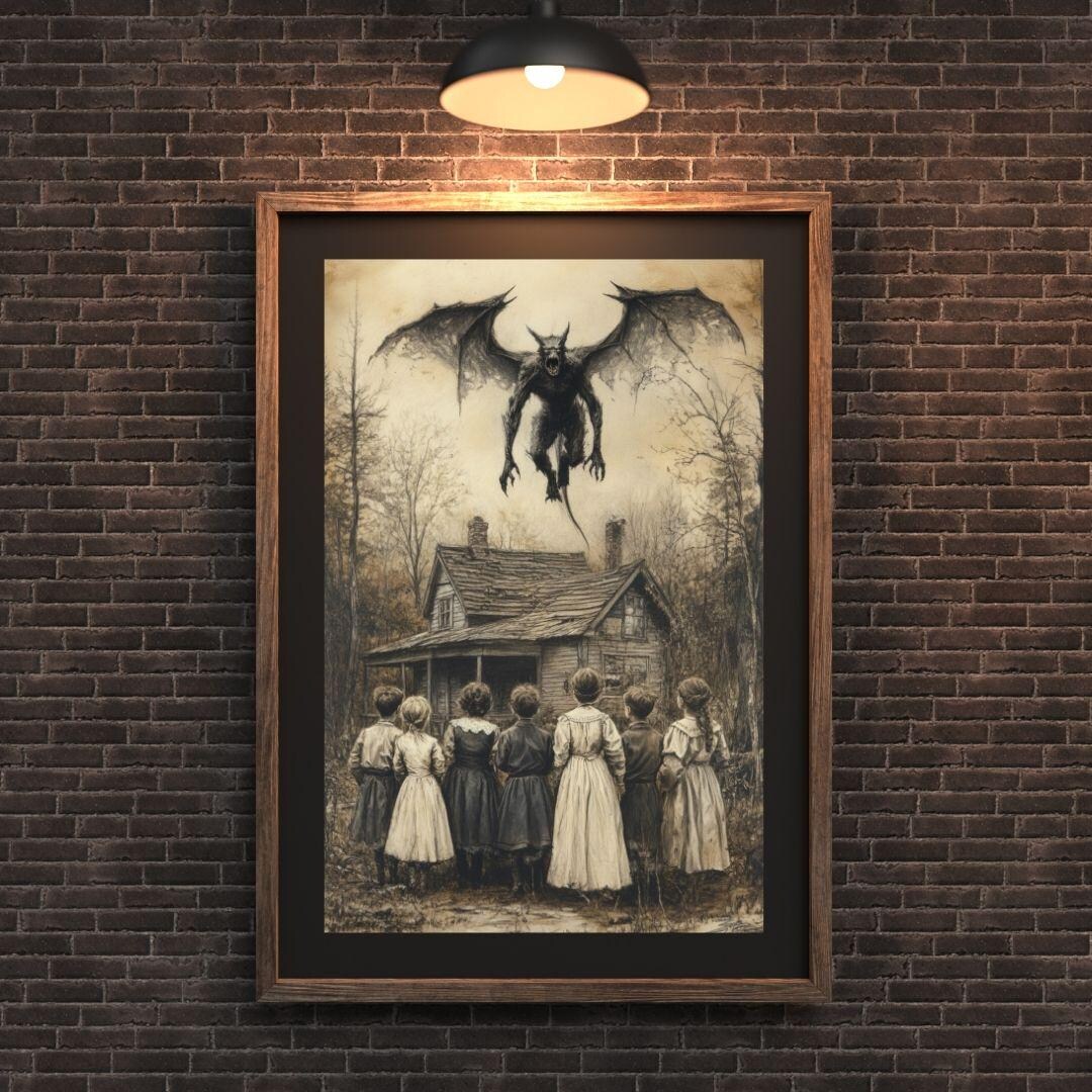Jersey Devil Wall Art Printable, Gothic Cryptid Folklore Illustration ...
